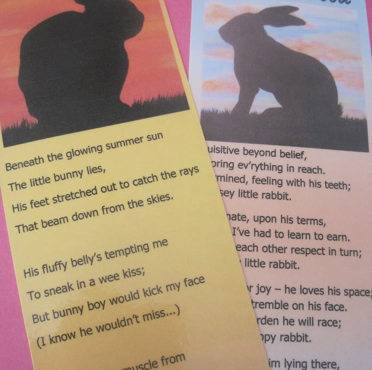 Bunny Rabbit Picture and Poem bookmark set of 3 - Folksy