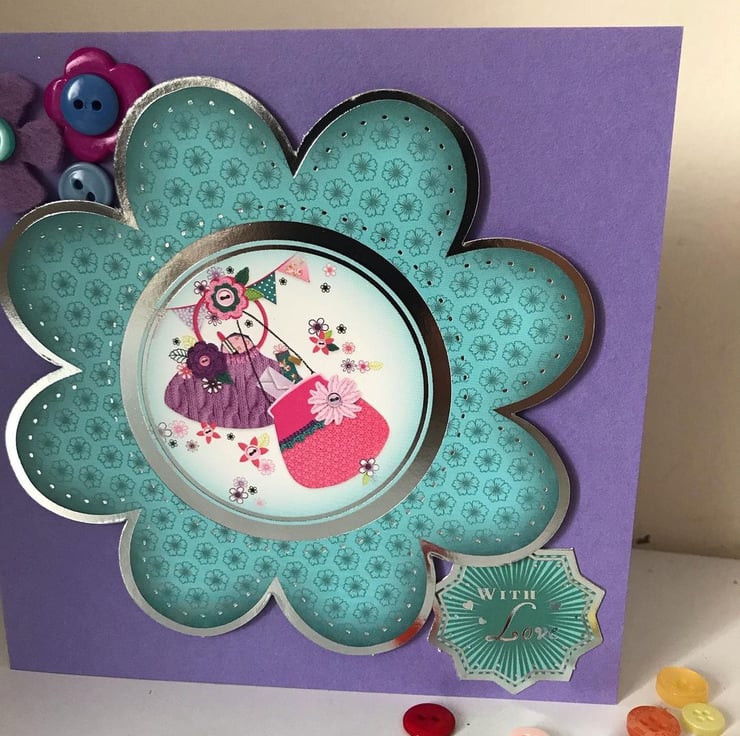 Set of 6 Button Cards and 10 Button Gift Tags - Folksy