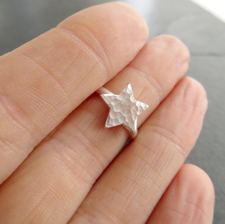 Sterling silver star ring, Space jewellery - Folksy