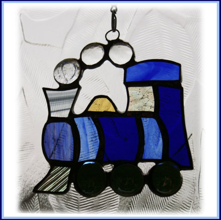 Steam Engine Suncatcher Stained Glass Handmade - Folksy