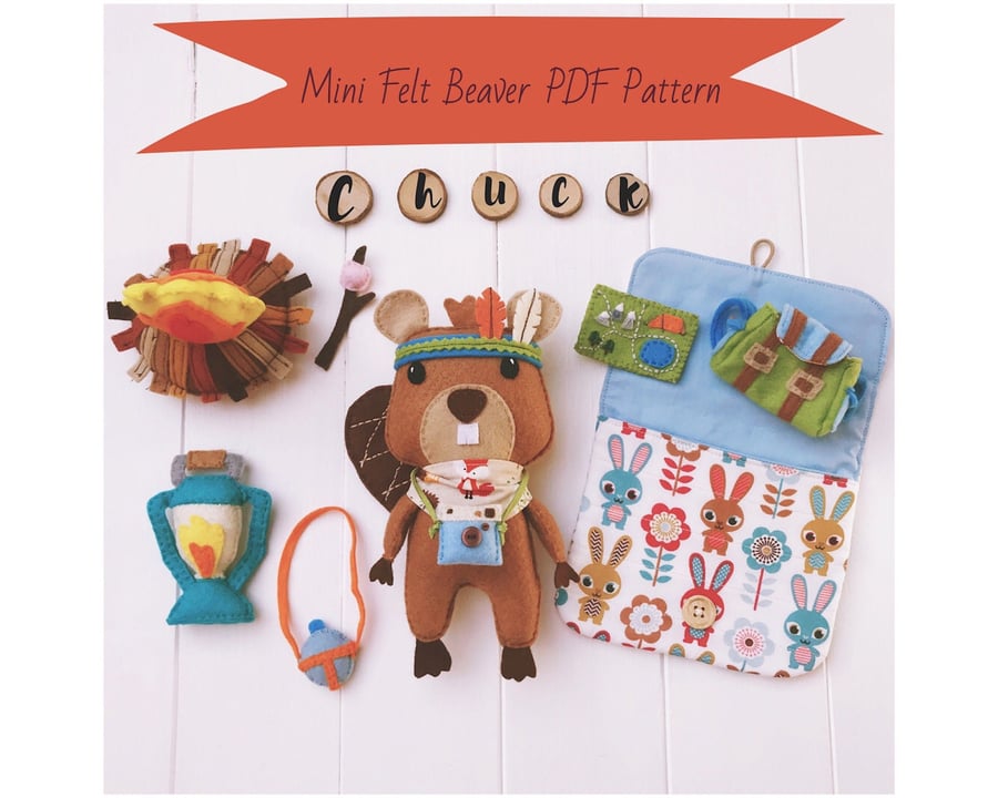 Digital PDF Sewing Pattern for Felt Beaver Dol... - Folksy