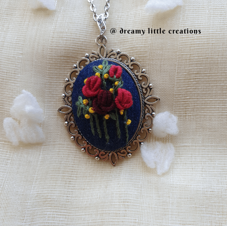 Bullion roses necklace;red rose necklace - Folksy