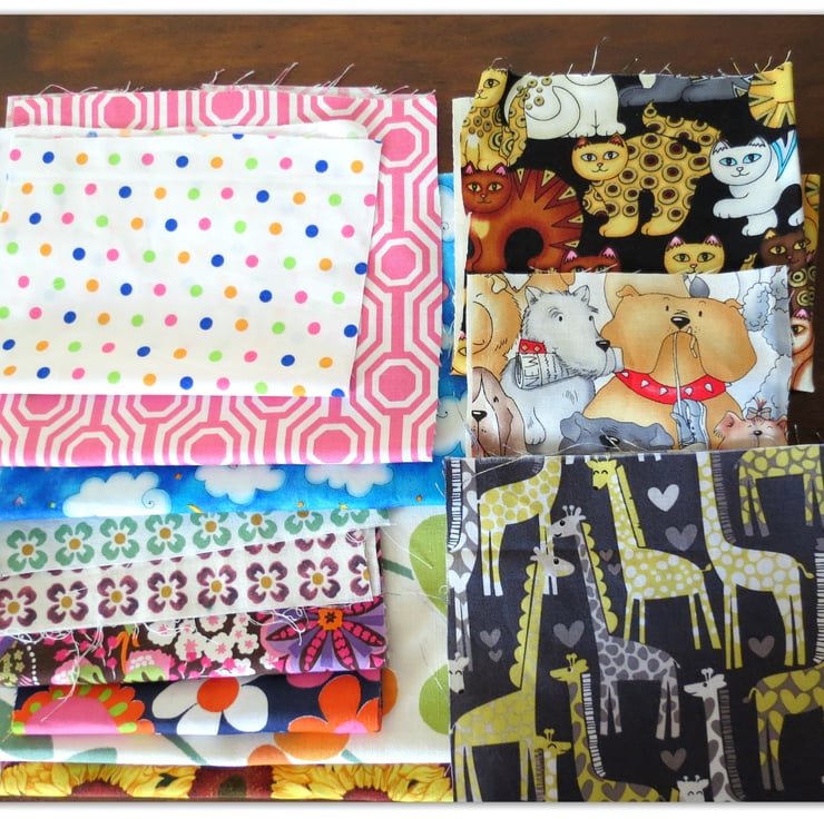 Fabric destash! A bundle of twelve fabric piec... - Folksy