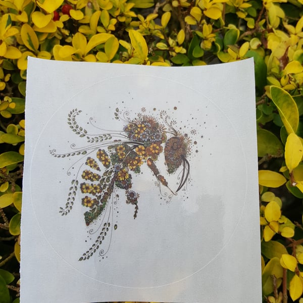 Honey Bee clear window sticker 10cm x 10cm - Folksy