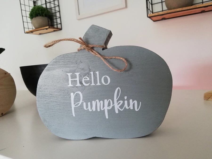 Autumnal Pumpkin Wooden Sign - Folksy