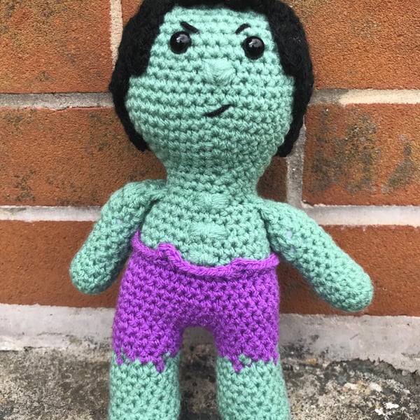Crocheted Hulk Doll and Birthday Card - Folksy