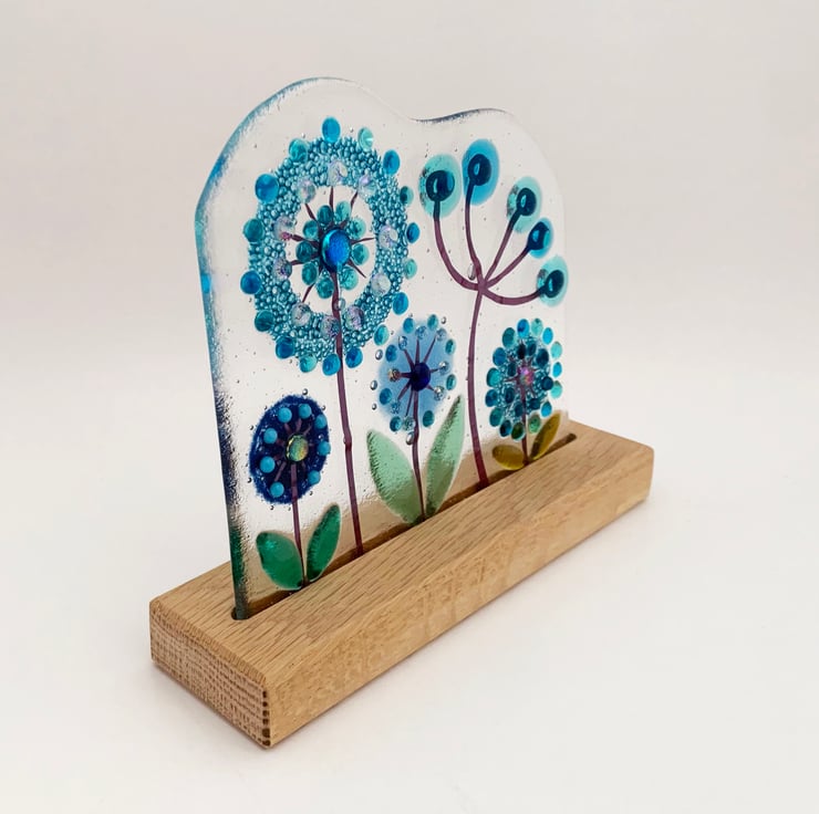 Fused Glass Botanicals on Oak 3 - Handmade Fuse... - Folksy