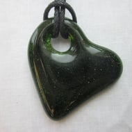 Handmade cast glass pendant - Heart of glass - ... - Folksy