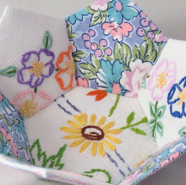 Patchwork Trinket Bowl Pink and Turquoise from ... - Folksy