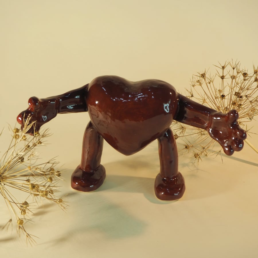 Handmade Ceramic Heart Ornament, a hug with arm... - Folksy