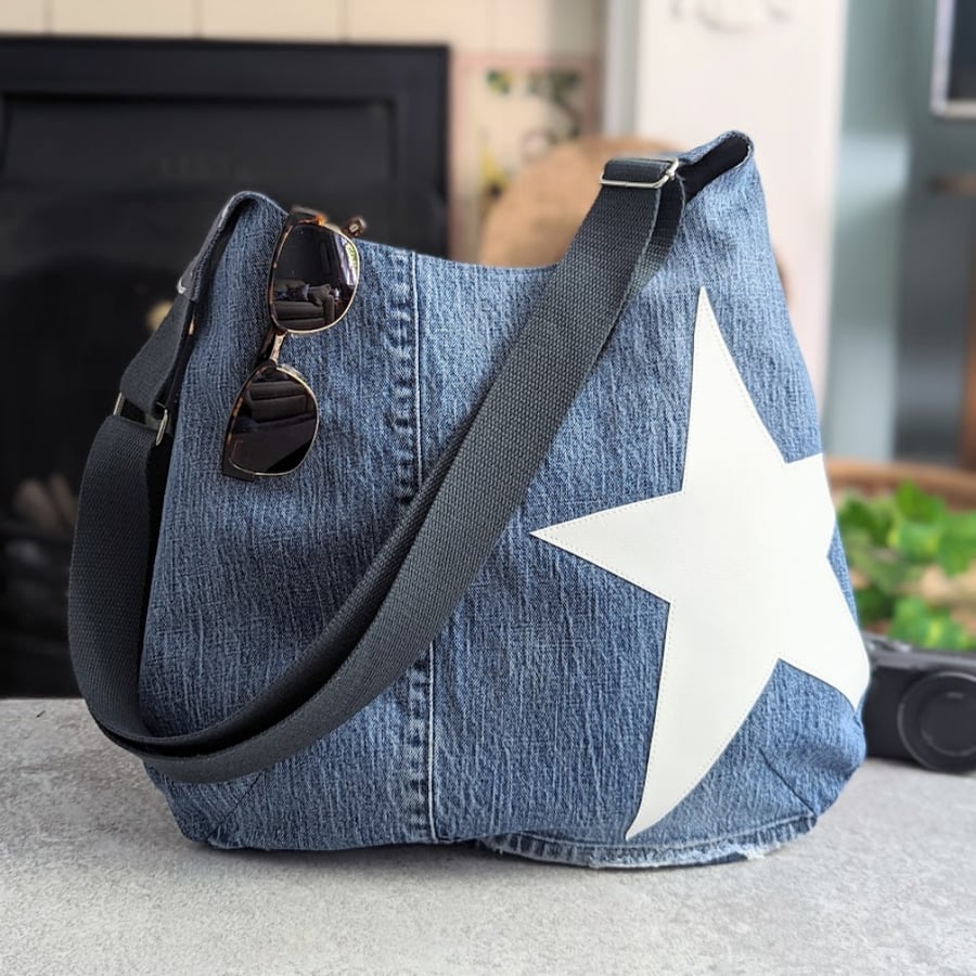 Denim Bag - Pale Denim Jeans Cross Body Bag wit... - Folksy