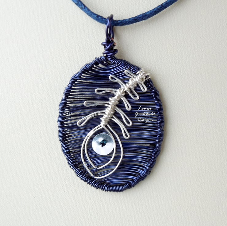 Silver Feather peacock feather wire necklace, u... - Folksy