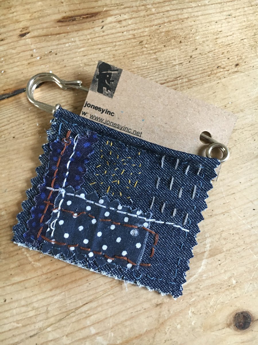 Hand cut and sewn Boro inspired badge - Folksy