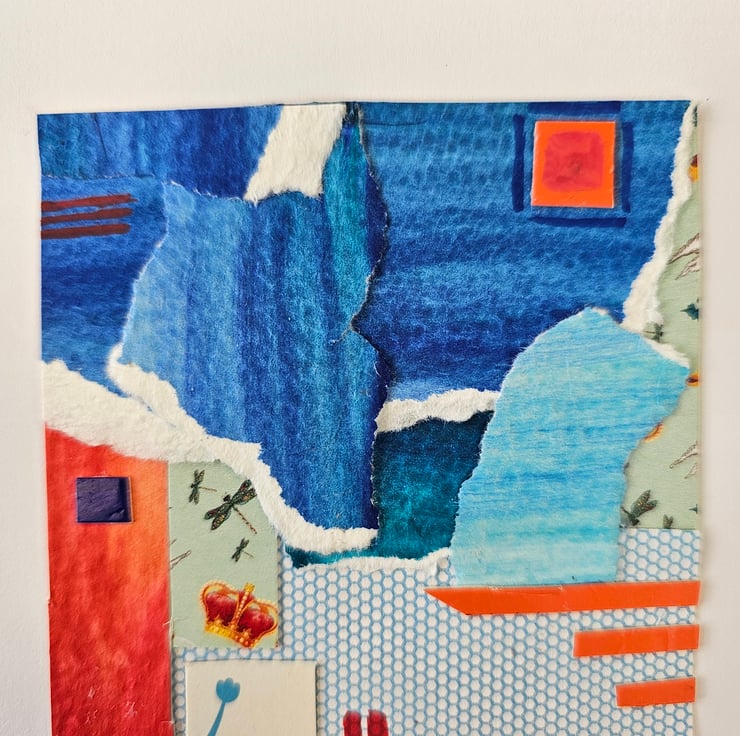 Unique collage recycled packaging art greeting... - Folksy