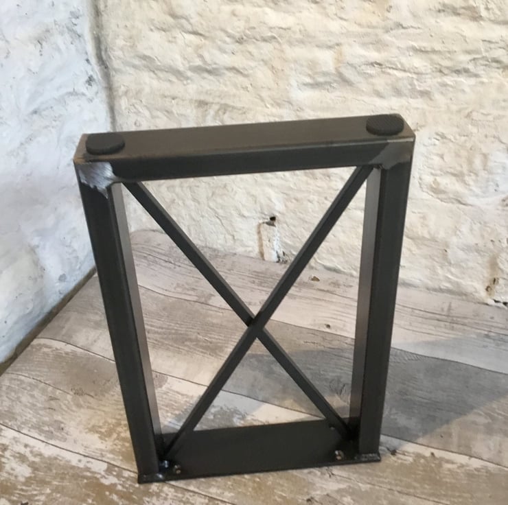 2 X Handmade Blackened Steel Seat Bench Pedesta... - Folksy