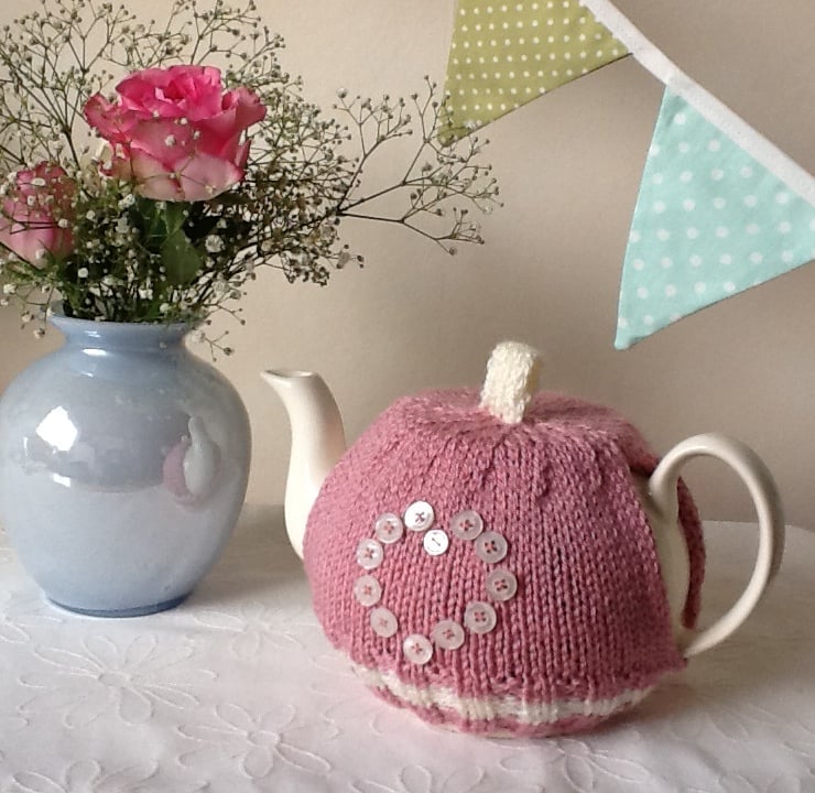 Dusky pink heart Tea Cosy- fits a 4 cup pot, gi... - Folksy