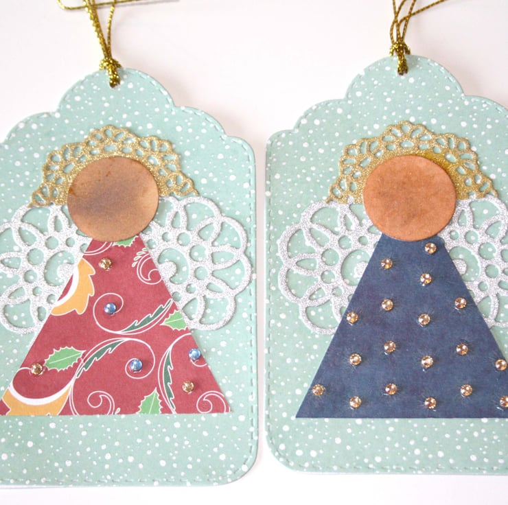 Paper Angel Christmas Gift Tags Set of 4 Set 1 - Folksy