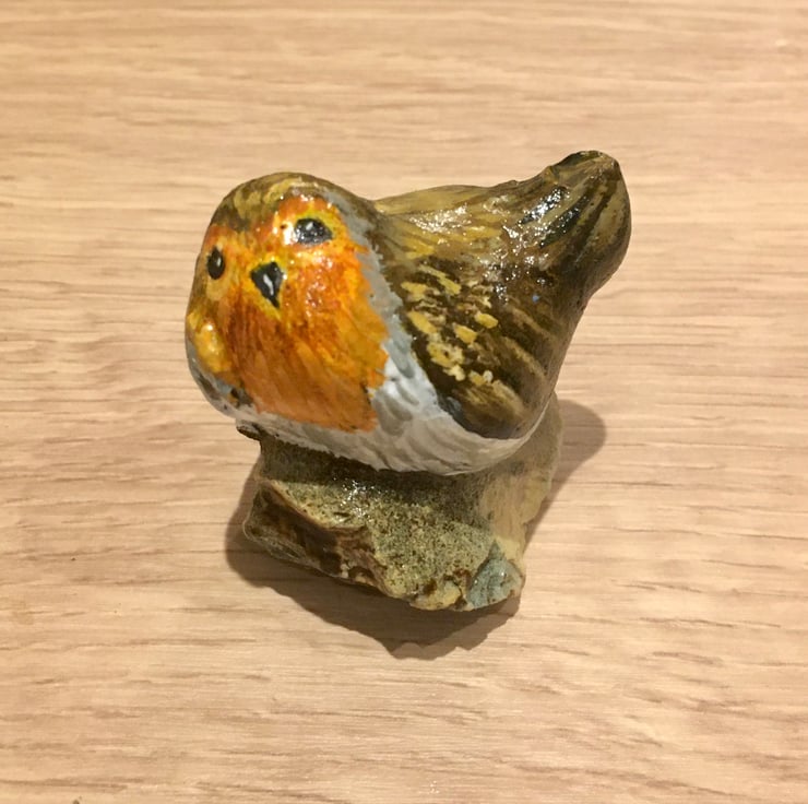 Unique shaped stone robin hand painted garden r... - Folksy