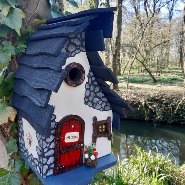 Fairyhouse Bird box. Hand-painted quirky bird h... - Folksy