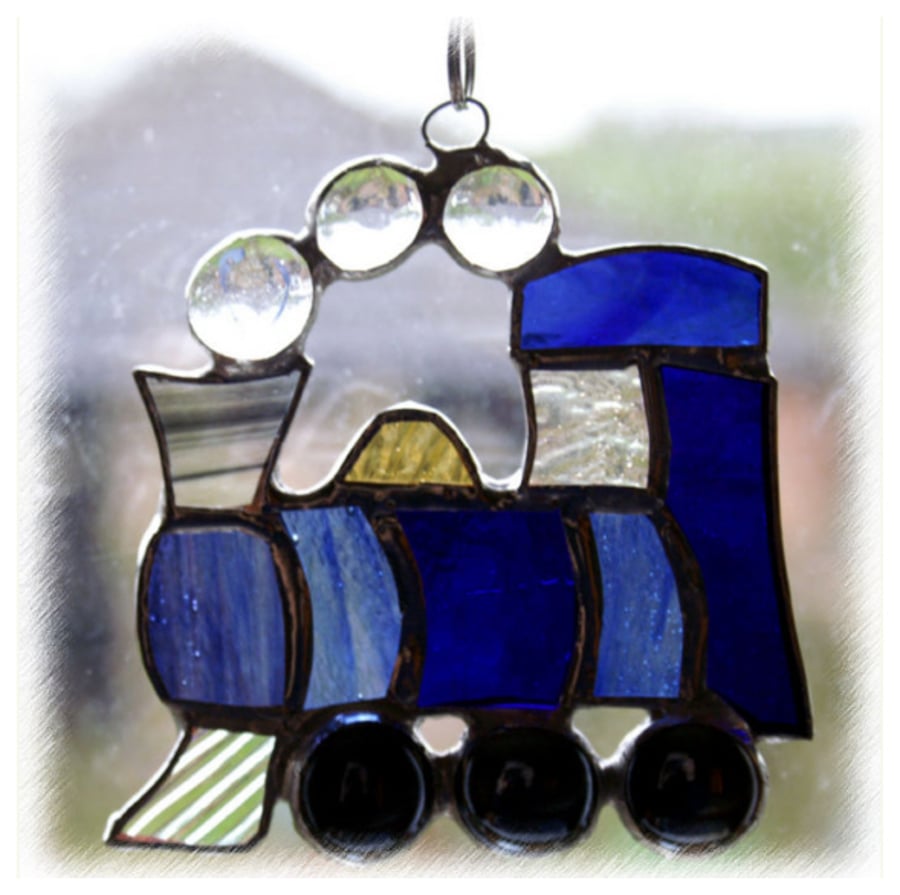Steam Engine Suncatcher Stained Glass Handmade - Folksy