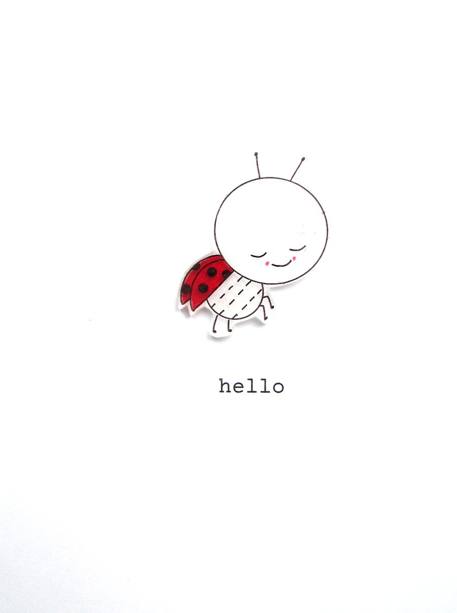 card - hello - linda ladybird - Folksy