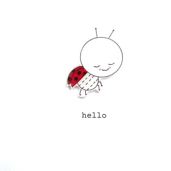 card - hello - linda ladybird - Folksy