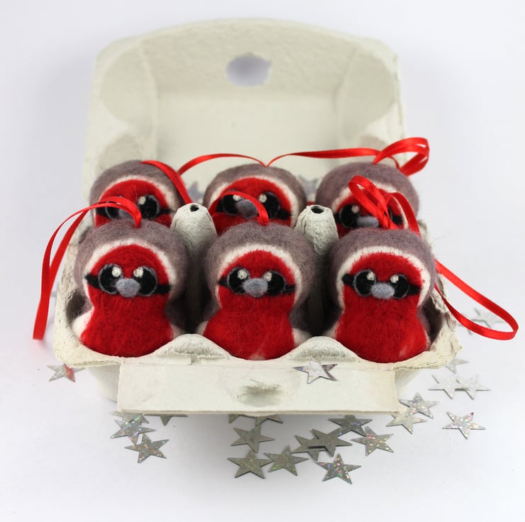 Needle Felted Robin Bird Christmas Tree Decora... - Folksy