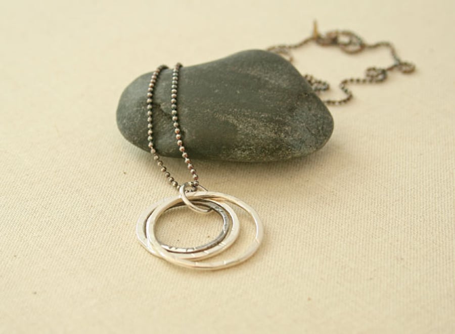 Sterling Silver 3 Hoops Interlinking Pendant, H... - Folksy