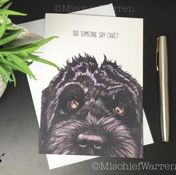 Black Cockapoo or Labradoodle Card - Blank or p... - Folksy