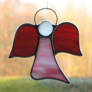 Stained glass (Angel) abstract in red and pink ... - Folksy