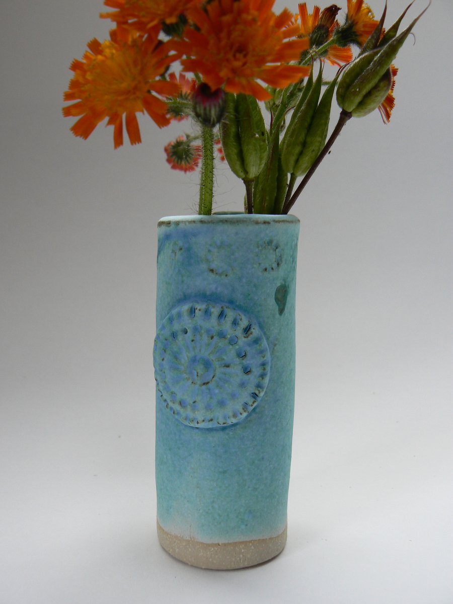Turquoise Circle Small Ceramic Vase. - Folksy