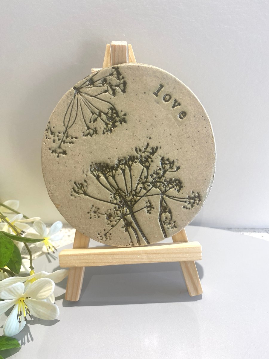 LOVE glazed coaster ceramic plaque, anniversary... - Folksy