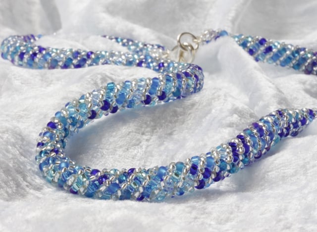 Shades of Blue Russian Spiral Necklace - Folksy
