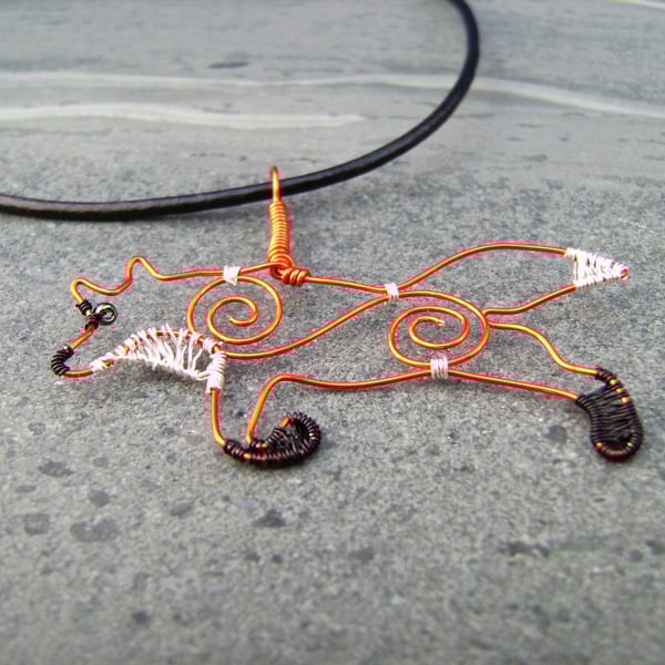 Fox Wire Pendant Necklace - Folksy