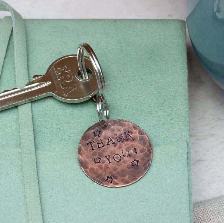 Copper Disc Stamped Personalised Keyring, keeps... - Folksy