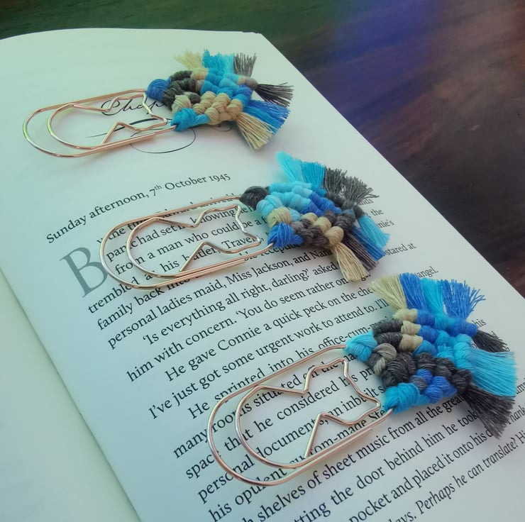 Bookmarks - macrame jumbo cat paperclip, page k... - Folksy