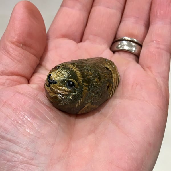 Seal hand painted pebble garden rock art wildli... - Folksy