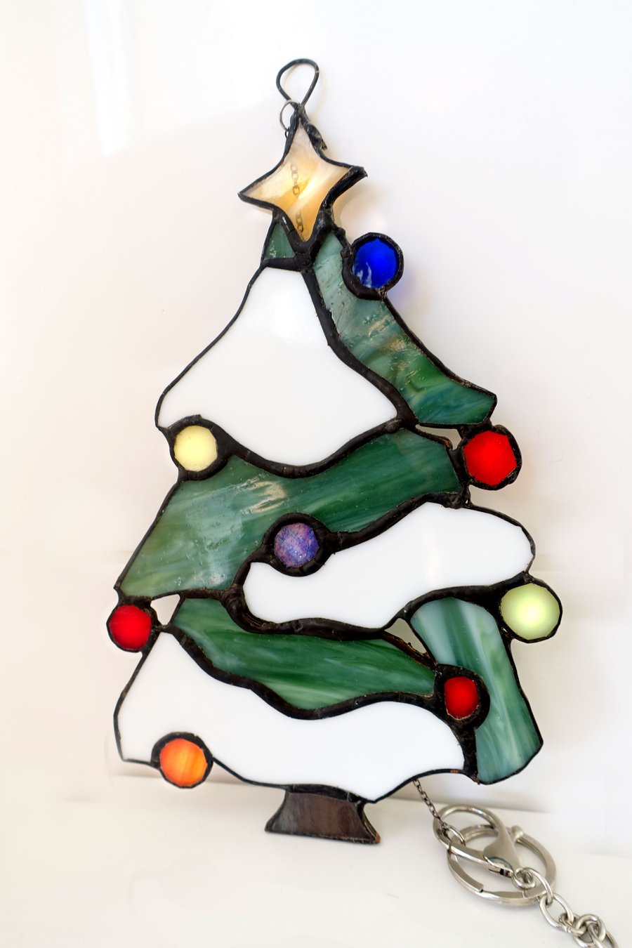 Stained Glass Festive Christmas Tree Suncatche... - Folksy