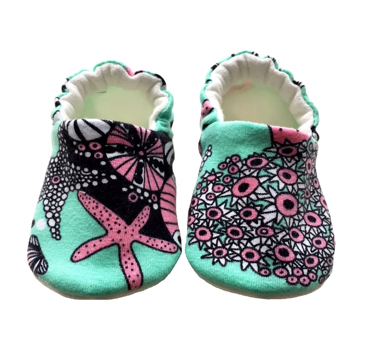 Coral Reef Baby Shoes Organic Moccasins Kids Sl... - Folksy