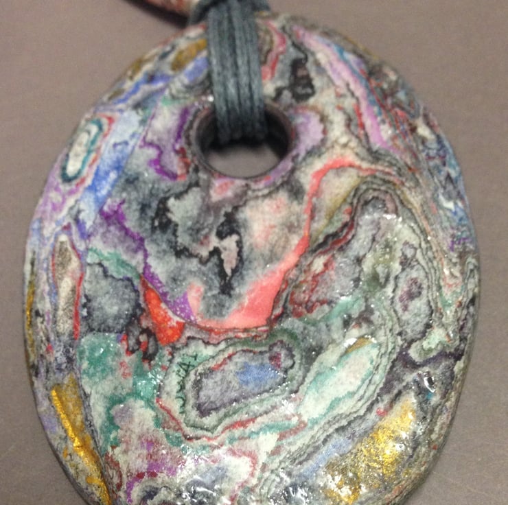 Agate Effect Papercraft Pendant Necklace - Folksy