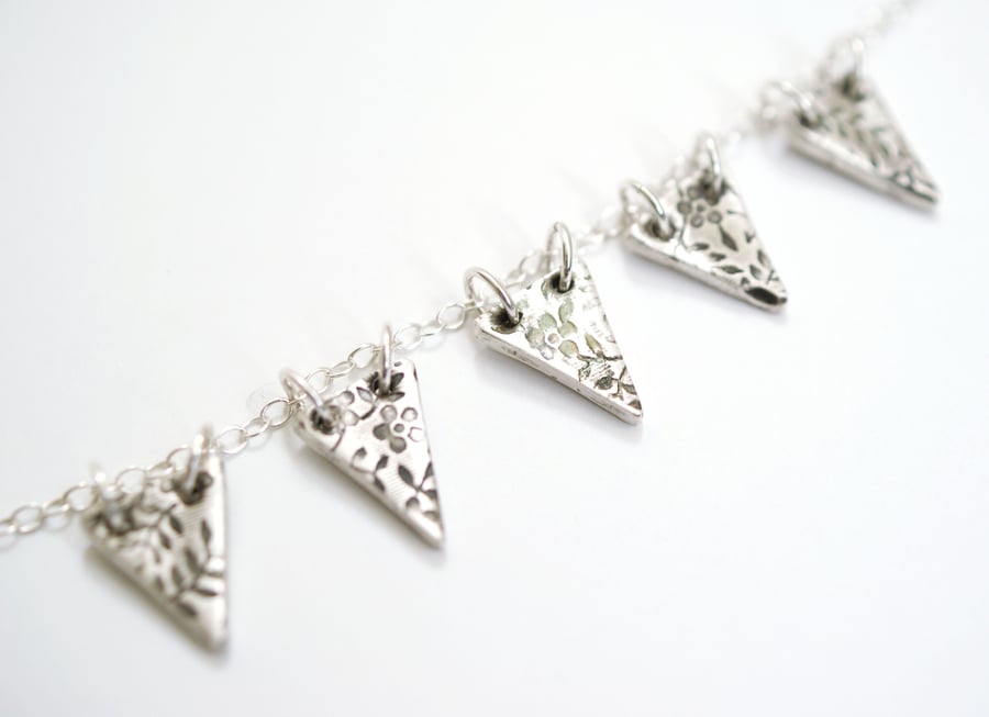 Secret Garden Fine Silver Bunting Necklace - Folksy
