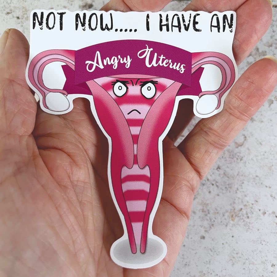 Angry Uterus Sticker, 10cm vinyl sticker for En... - Folksy