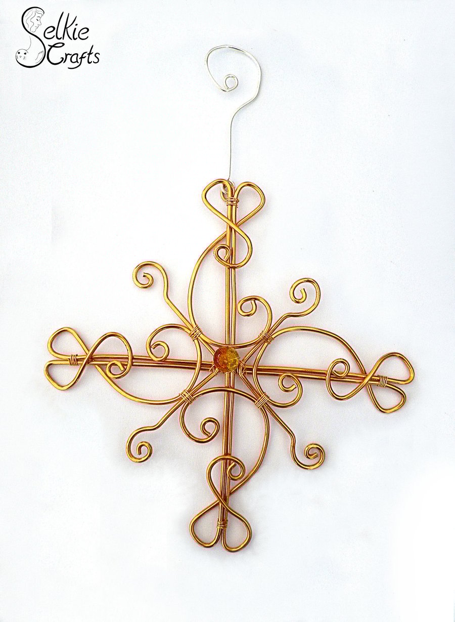 Gold snowflake star Christmas decoration - Folksy