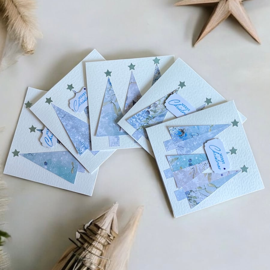 Set of 5 Contemporary Christmas Tree Cards. - Folksy