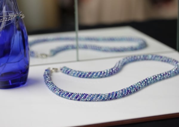Shades of Blue Russian Spiral Necklace - Folksy