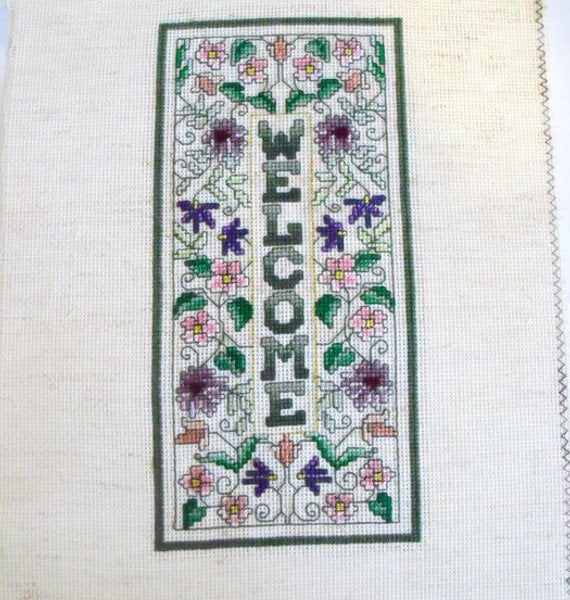 oblong welcome cross stitch for a new home or h... - Folksy