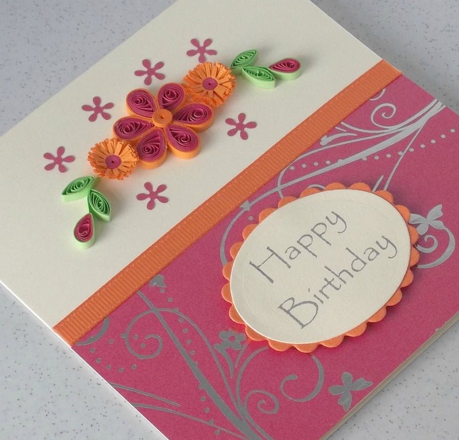 Quilled birthday card - Folksy