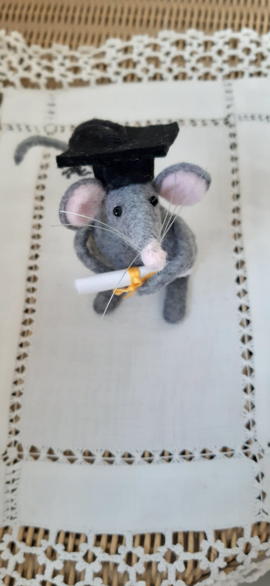 Handsewn character felt mouse: Graduate mouse - Folksy