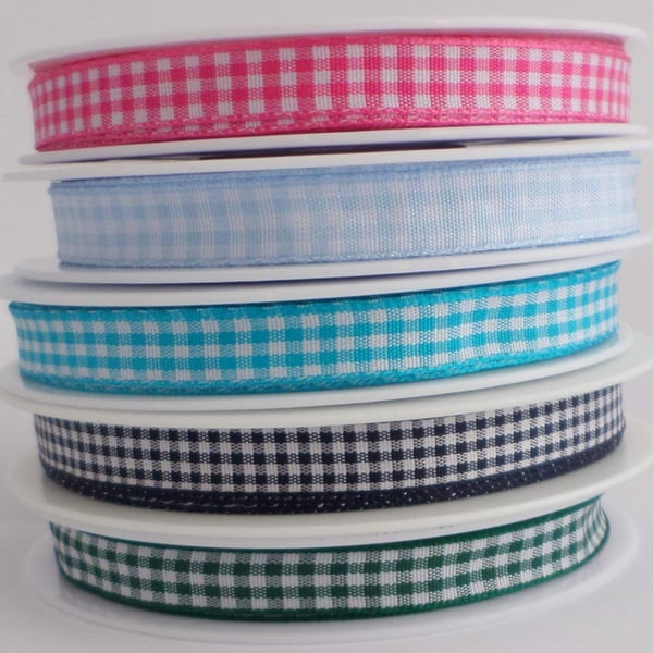 Gingham check polyester school uniform ribbon x... - Folksy