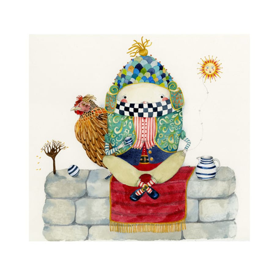Humpty Dumpty Illustration Print A4 8x10 print - Folksy